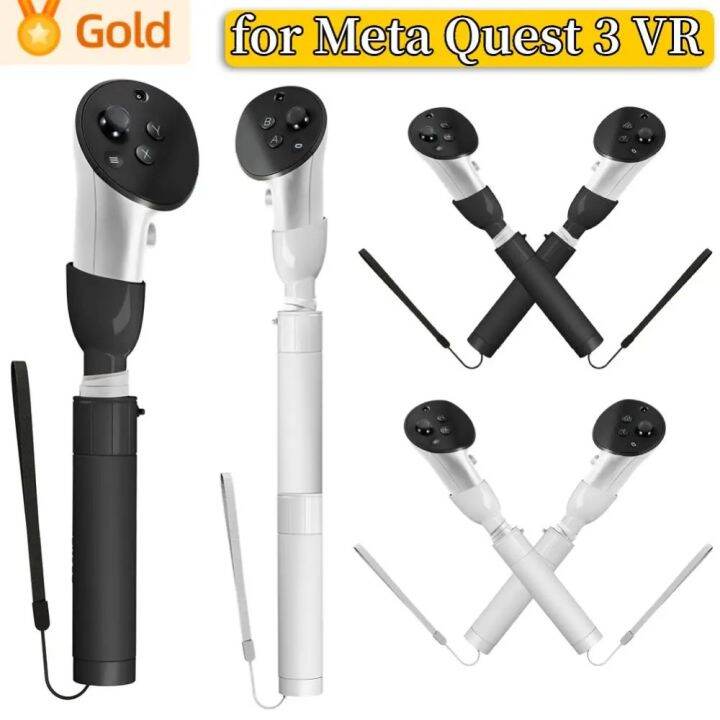 VR Controllers Long Stick Handle Dual For Meta Quest 3 Sword Tennis ...