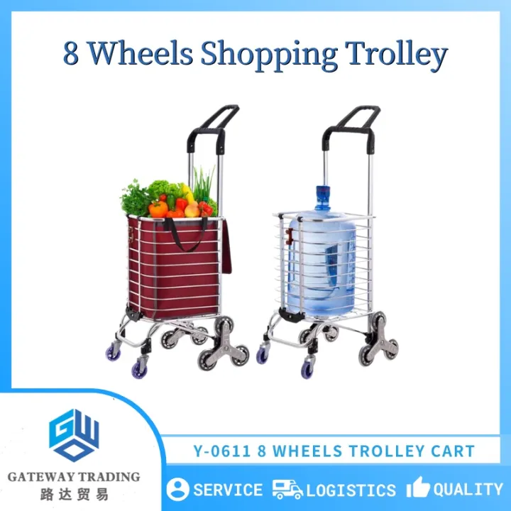 Double Handle Aluminum Trolley Cart Organizer Shopping Cart Trolley ...