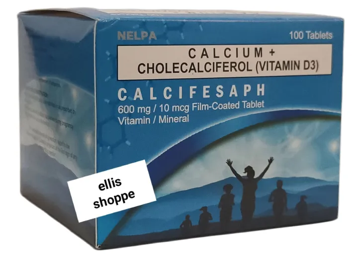 Calcifesaph 600mg/10mcg (Calcium+Vitamin D3) Film-Coated 100 Tablet ...