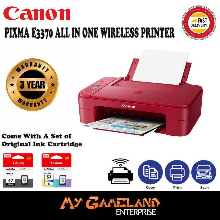 Canon Pixma E3370 All In One Wireless A4 Inkjet Printer / Print Scan Copy Wifi | Lazada