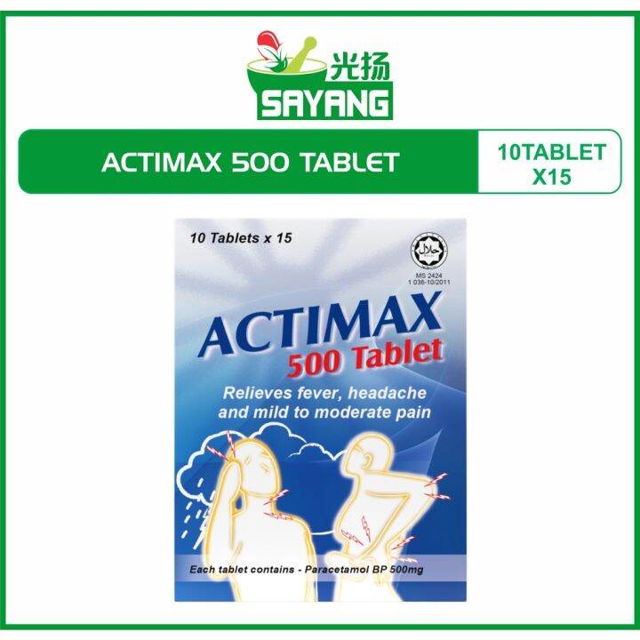 ACTIMAX Paracetamol 500mg Tablet 10'S X 15 | Lazada
