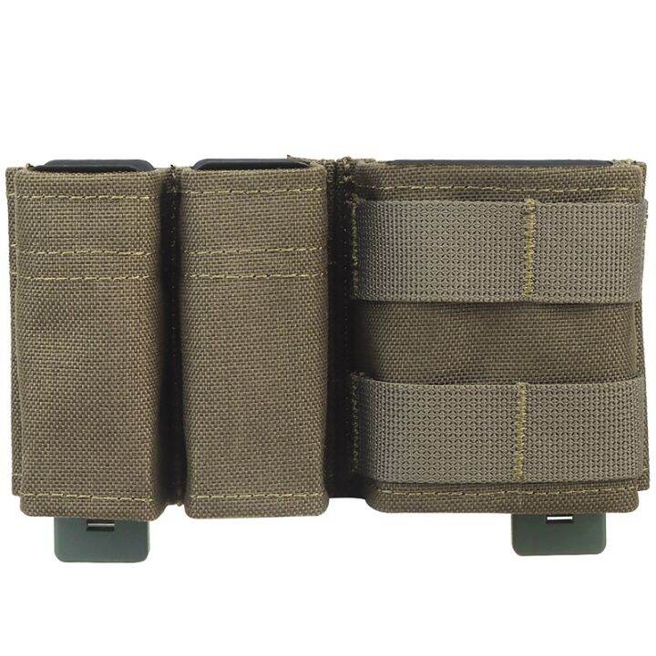 IDOGEAR Tactical Triple Magazine Pouch MOLLE Double 9MM & Single 556 ...