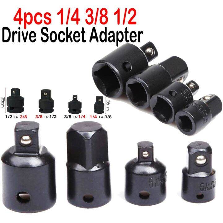 4pcs Socket Adapters 1/4 3/8 1/2 Steel Air Impact Adapter Converter ...