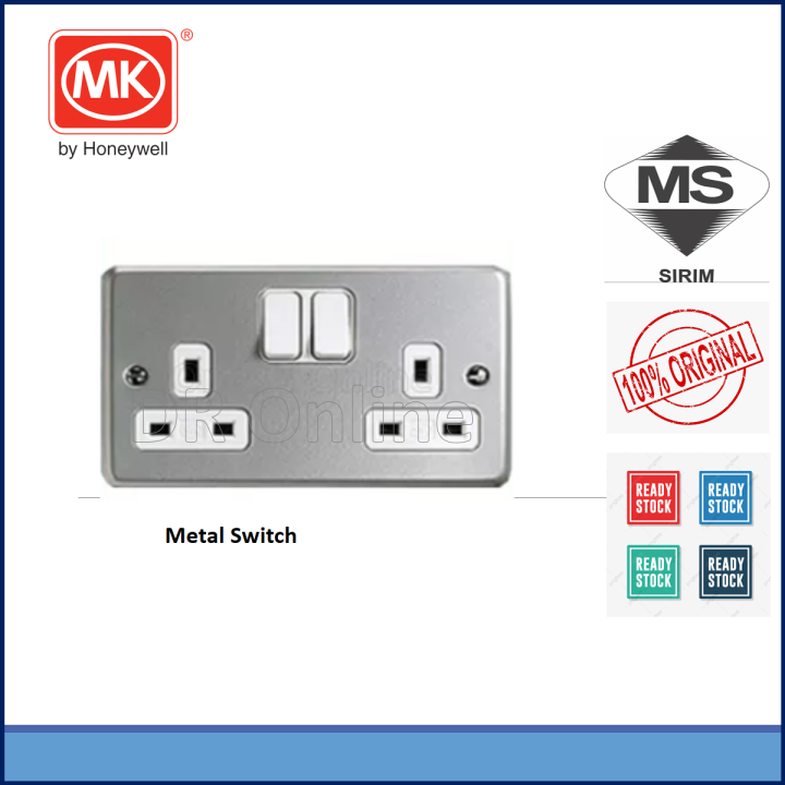 Mk Double Switch Socket Metal Clad 2gang 13a G2946 Alm Lazada
