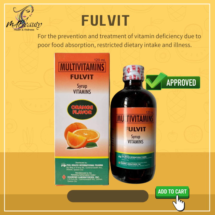 FULVIT MULTIVITAMINS Syrups 120mL ORANGE Flavor for Infant and Children ...