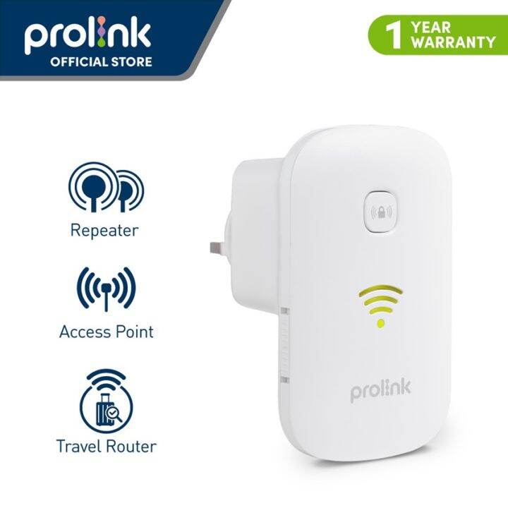Prolink PEN1201 One Mesh Dual Band Wi-Fi Extender Repeater 2.4GHz/300Mbps Direct wall-plug ...