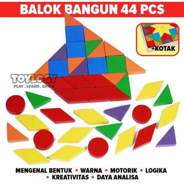 Mainan Kayu Edukasi Anak City Block Tangram Puzzle Game Balok Susun ...