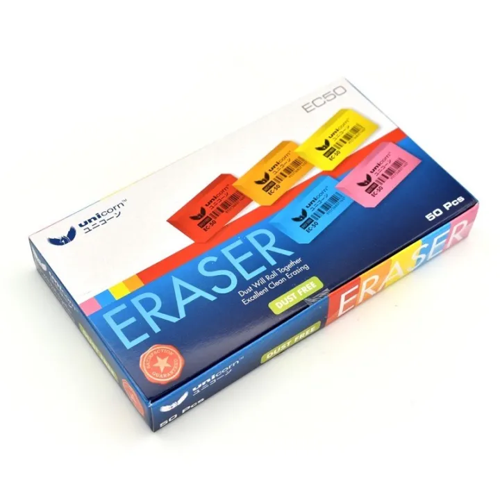 Dust Free Colorful Soft Eraser - 50 pcs/1 box | Lazada