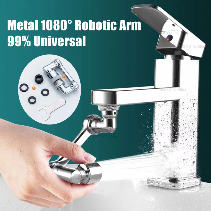 Stainless Steel Universal 1080° Robotic Arm Faucet Extender Metal ...