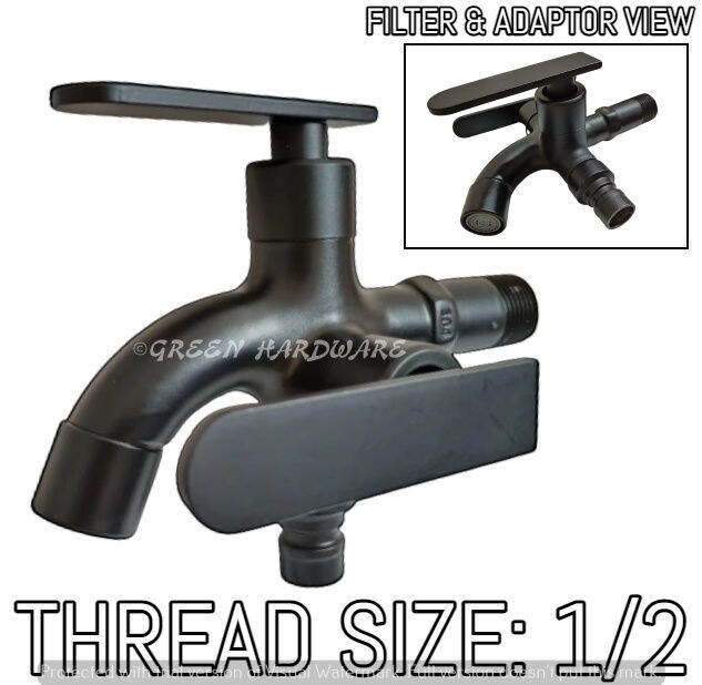 1PCS Stainless Steel SUS304 Matte Black Two Way Faucet Dual Port Faucet ...