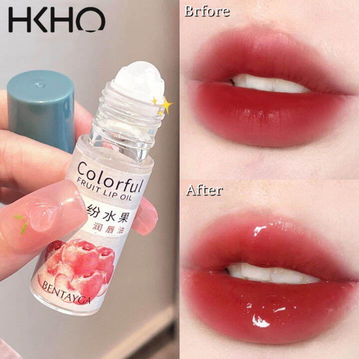 HKHO แสงน้ำกระจกลูกบอลกลิ้งเพิ่มความชุ่มชื้นลิปกลอสน้ำมันทาริมฝีปากริม ...