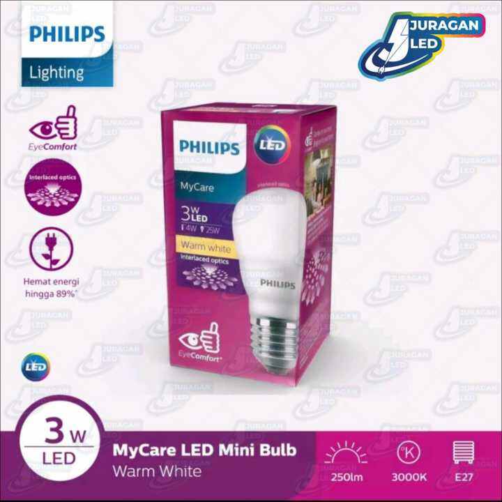 Philips MyCare LEDBulb 3W E27 KECIL 3000K 220-240V Kuning | Lazada Indonesia