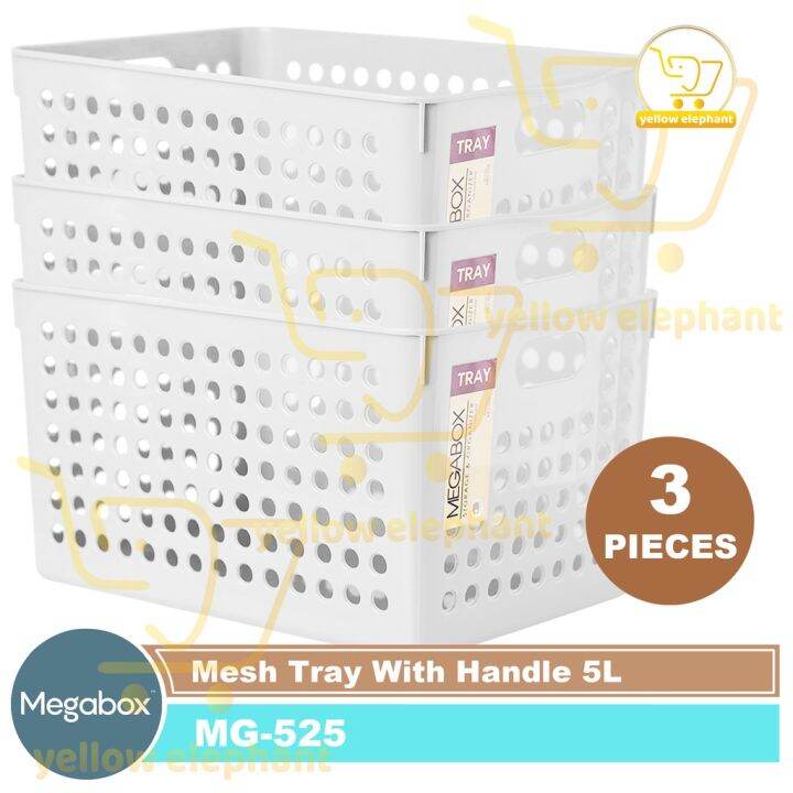 ☬Megabox Mesh Tray 5.0 Liters Pack Of 3 Mg 525 Yellow elephant Everyday ...