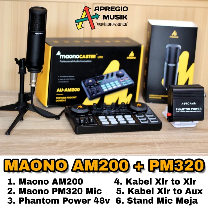 Paket MAONO AM200 Maono PM320 with Phantom Power kabel Lengkap | Lazada ...