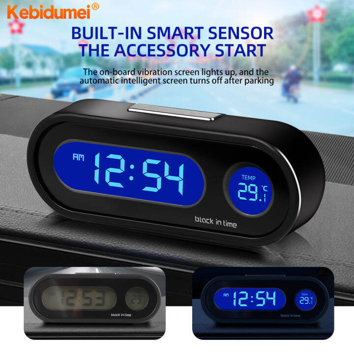 Kebidumei 2 In 1 Car Electronic Clock Time LED Digital Display Meter with Back Blacklight ...