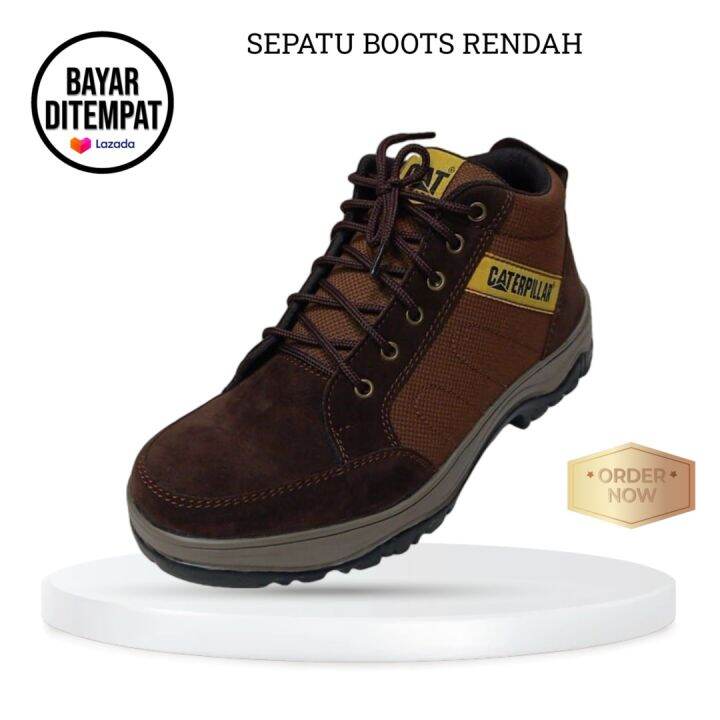 Sepatu caterpilar Semi Boots Pria Safety Ujung Sepatu Tidak Pakai Besi ...