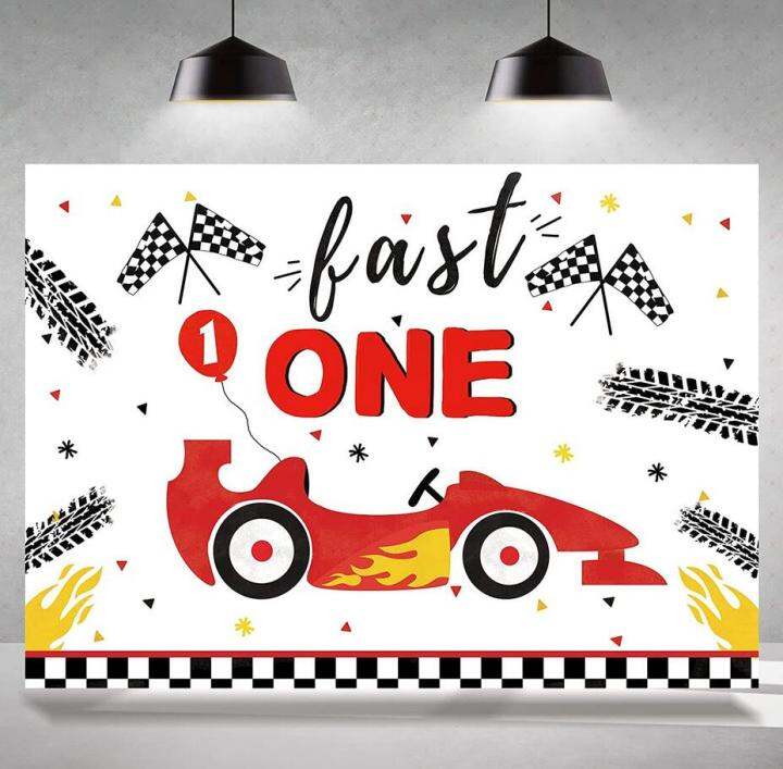 Fast One Birthday Backdrops Racing Car 1st Birthday Photography ...