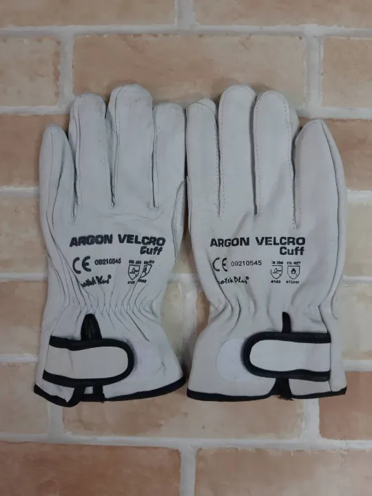 ARGON VELCRO CUFF GLOVE ถุงมืออาร์กอน กันความร้อน หนังหมู ฝ่ามือเย็บหนังสองชั้น | Lazada.co.th