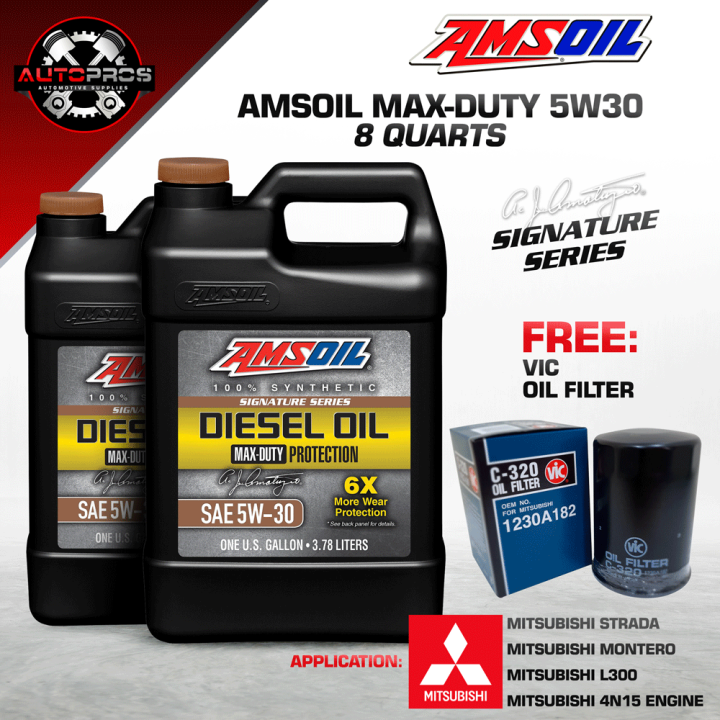 AMSOIL 5W-30 Signature Series Max-Duty Synthetic Diesel Oil 8 Quarts ...