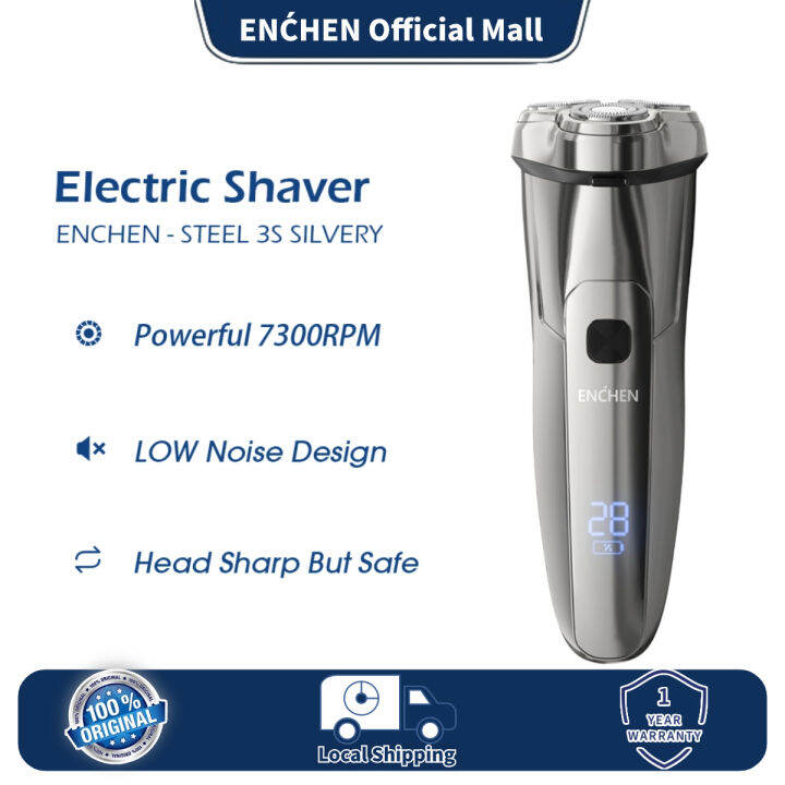 ENCHEN Steel 3S Electric Shaver USB Rechargeable Washable Facial Beard ...