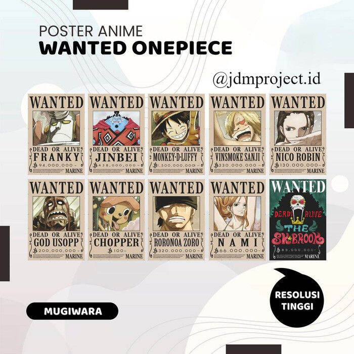 Poster Wanted One Piece Mugiwara (1 Set Poster) | Lazada Indonesia