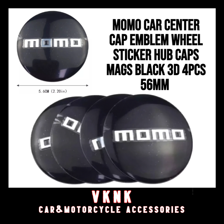 MOMO Car Center Cap Emblem Wheel sticker Hub Caps Mags Black 3D 56mm ...