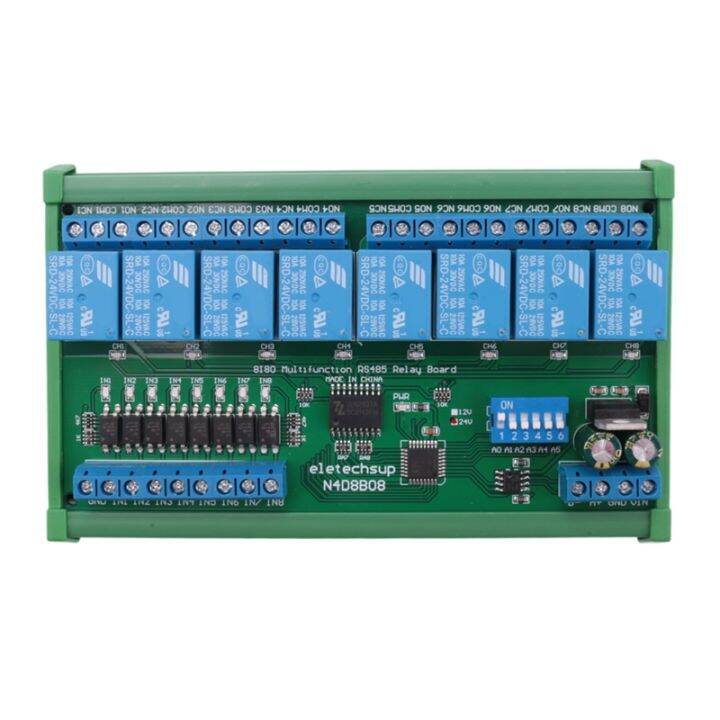 8 Ch RS485 Relay Board Modbus RTU UART Remote Control Switch DIN35 Rail Box for PLC Automation ...