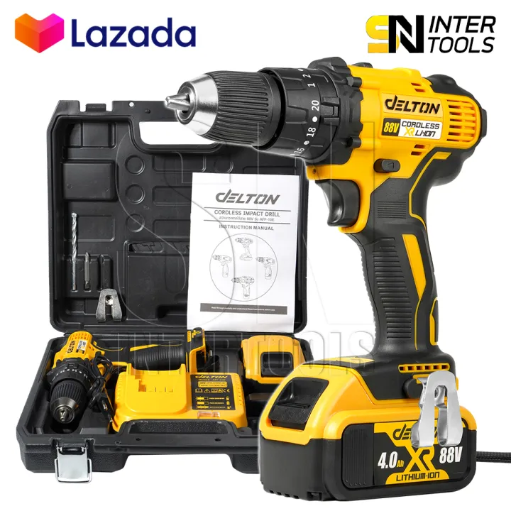 DELTON สว่านไร้สาย สว่าน สว่านกระแทก 3 ระบบ 88V **เจาะกระแทกได้** รุ่นใหม่! แบตเตอรี่ ลิเธียม ...
