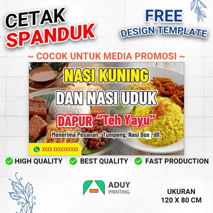Cetak Spanduk Banner Makanan Nasi Kuning Ukuran 120x80 CM Bisa Kustom ...