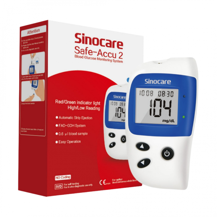 Sinocare Safe Accu 2 Glucometer ONLY for Blood Glucose Monitoring ...