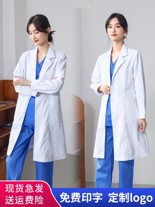 White Coat Female Doctor Short Sleeve Thin Summer Long-Sleeve ...