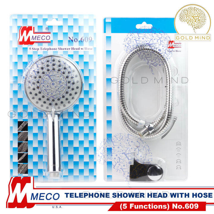 MECO 5 Step Telephone Shower Head with 1.5m Hose Chrome Plated - Gold Mind Everyday Low Price ...