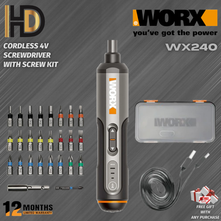 WORX WX240 4V Mini Home Use Screwdriver Pen Kits / Screw Driver / Compact / Multi Function Srew ...