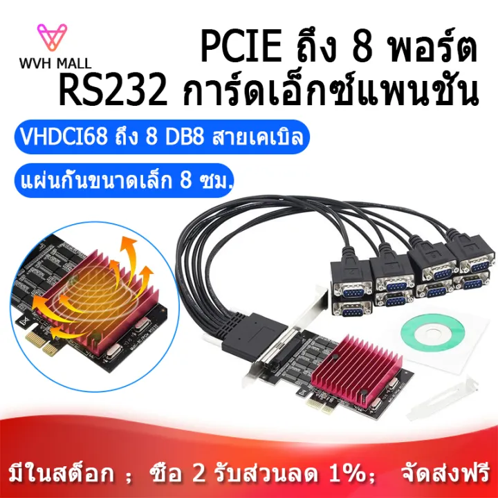 PCIE to 8 Port RS232 Expansion Card, PCI-E X1 8 Ports DB9 Serial Card ...