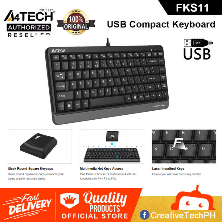 A4TECH FKS11 USB Compact Keyboard Wired Keyboard ORIGINAL | Lazada PH