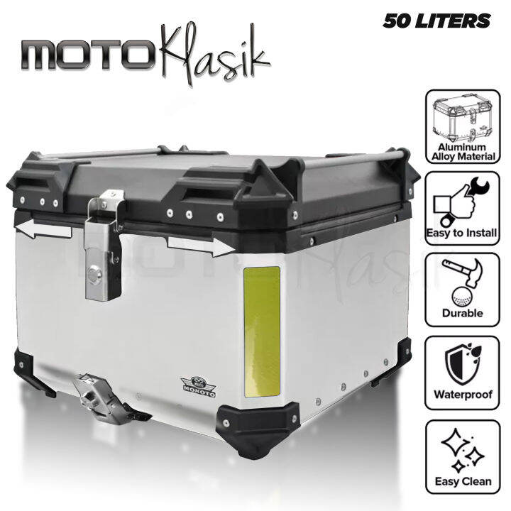 MOKOTO HEAVY DUTY 50L ALUMINUM TOP BOX MOTO-3750 / MOTO-3700 ALLOY TAIL ...