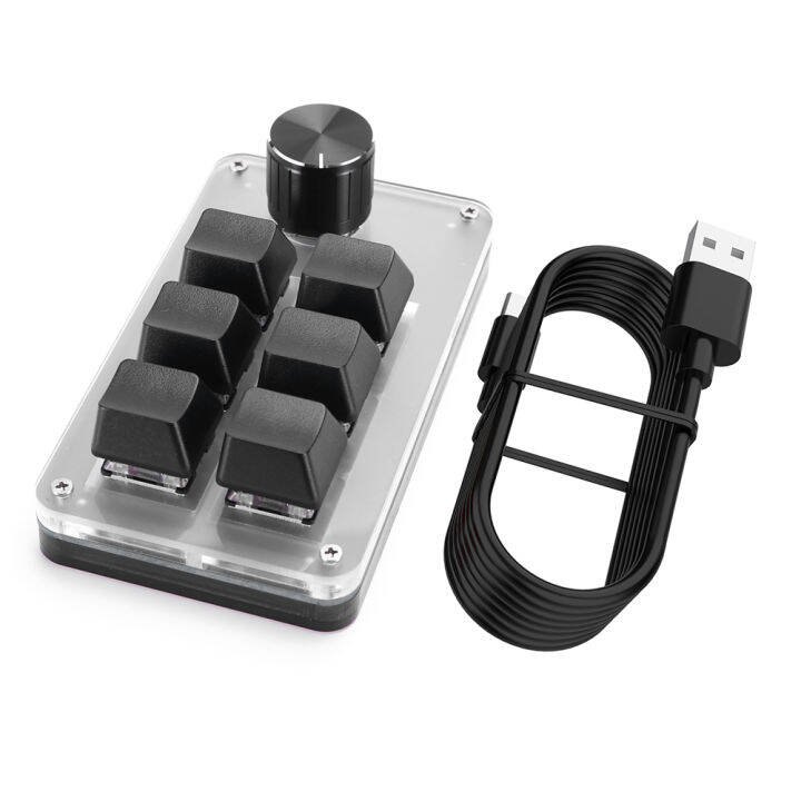 Macro Custom Gaming Keyboard Knob 6 Key + 1 Knob Programmable Hotswap ...