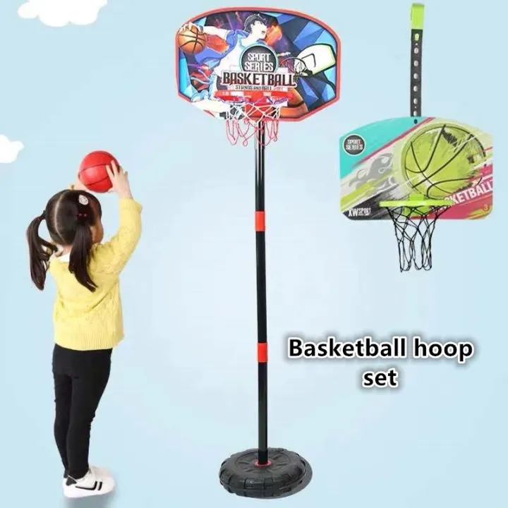 kid's basketball hoop set Children playing basketball hoop for kids toy ...
