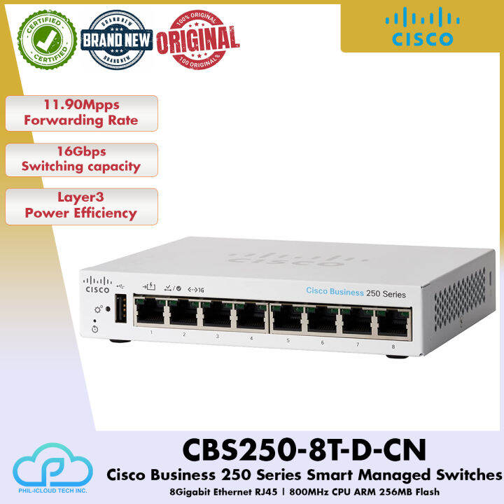 Cisco Business 250 Series Smart CBS250-8T-D-CN 11.90Mpps Forwarding ...