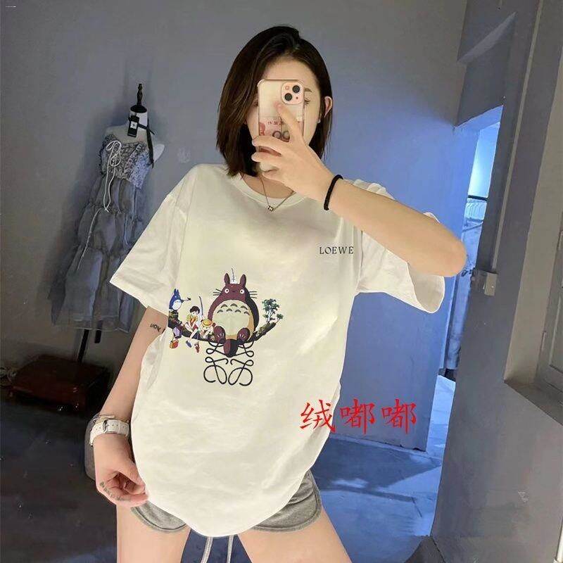 LOEWE Luo Yiwi เสื้อยืดคู่2023ฤดูใบไม้ผลิและฤดูร้อน Totoro,เสื้อยืดคู่ ...