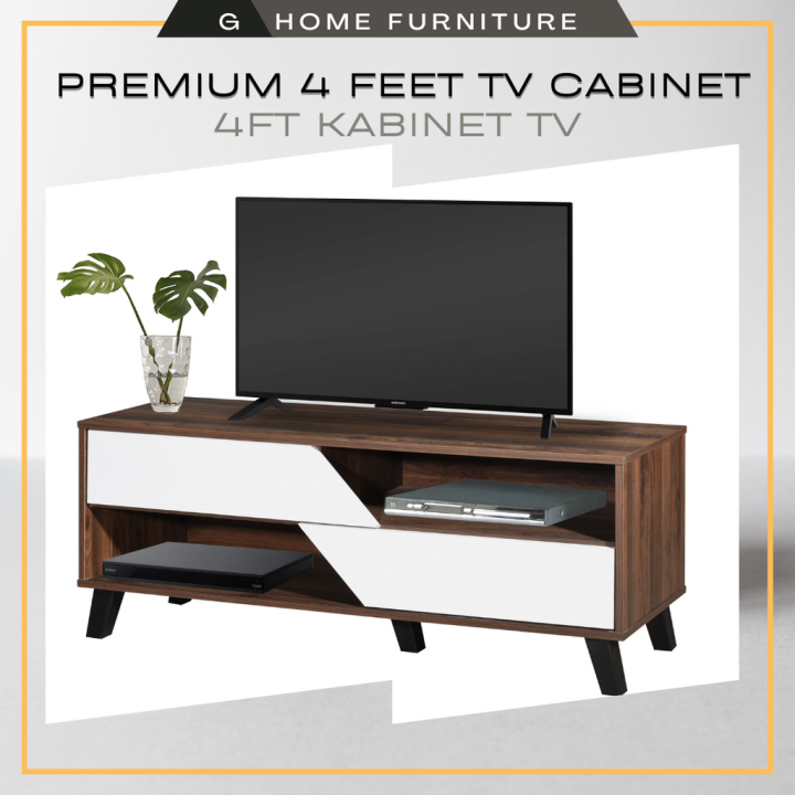 🔥OFFER🔥G HOME 4ft TV Cabinet (Walnut Brown+ White / Whole White) 4 Feet ...