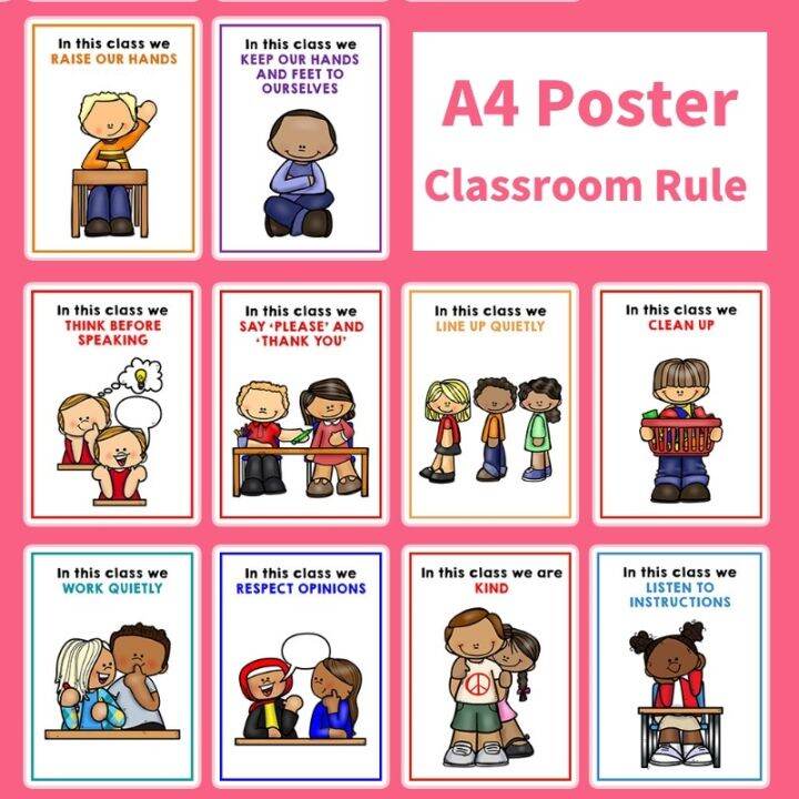 Classroom Rules A4 Educational Posters Kindergarten Classroom ...