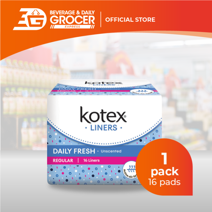 Kotex Fresh Liners Unscent Daily Fresh Reg 16s (1 x 16s) 1 pack | Lazada