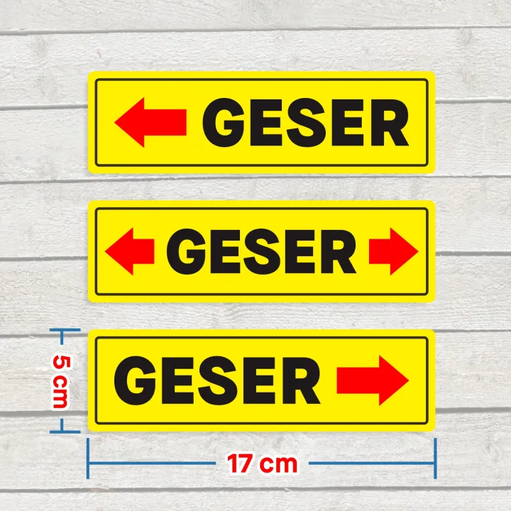 Sticker Pintu Geser Label Marka Stiker Vinyl Door Sign 5 x 17 cm Kuning ...