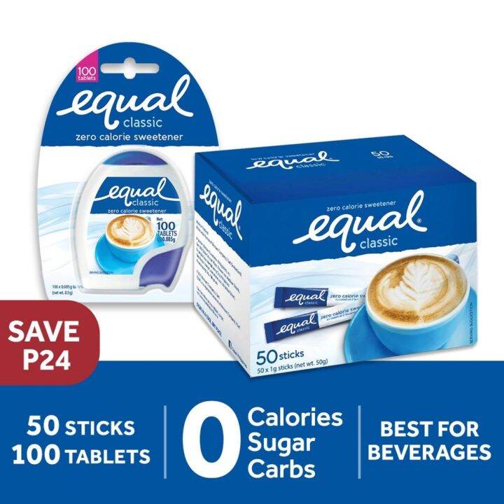 EQUAL Classic Healthy Sweet Pack 1 0 Calorie Sweetener Sticks Sugar ...