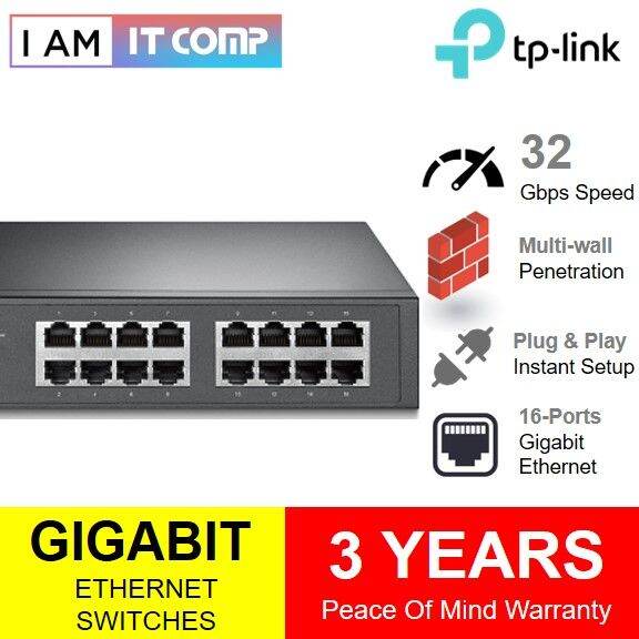 TP-LINK TL-SG1016PE 16-Port Gigabit Easy Smart Switch with 8-Port PoE+ Desktop Switch | Lazada