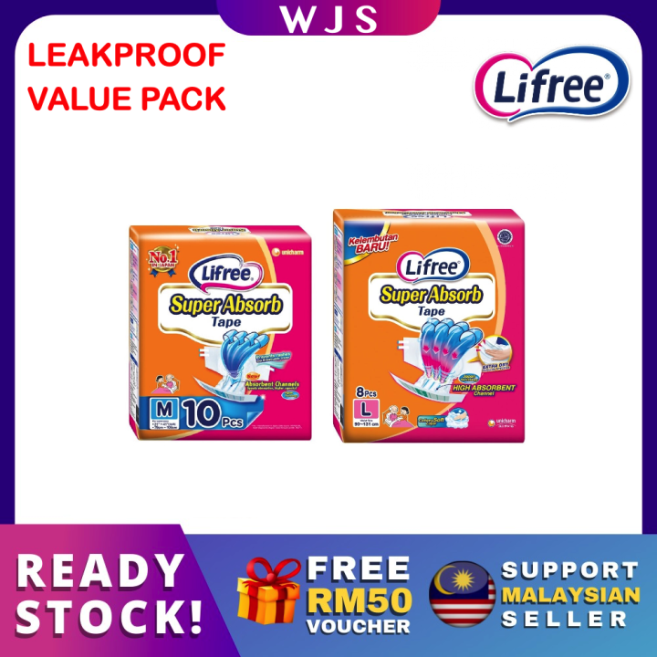 (SPEEDY ABSORBTION) WJS Lifree Super Absorb Tape Unisex Adult ...