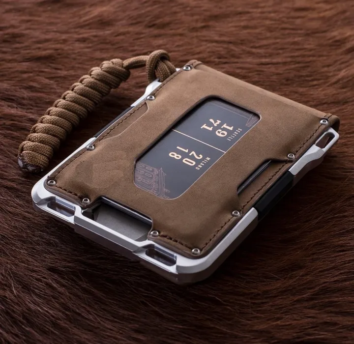 Tactical Wallet Aircraft Aluminum | Military Wallet | Top Grain Leather ...