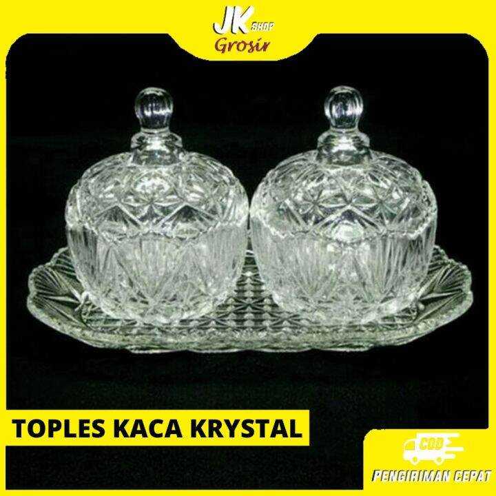 JK - Toples Krystal / Toples Kaca / Tempat Permen / Tempat Gula Set ...