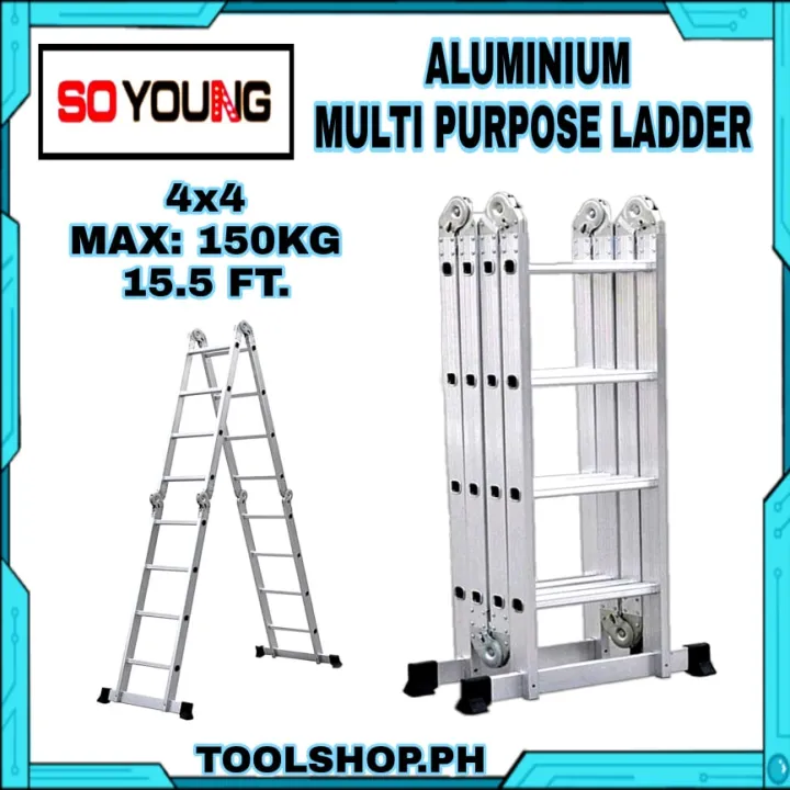 Foldable Ladder 4x4 Multi Purpose Aluminum Ladders With Free Toolset ...